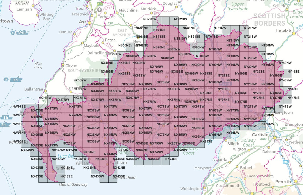 Dumfries and Galloway - OS Map Tiles – ukmaps.co.uk
