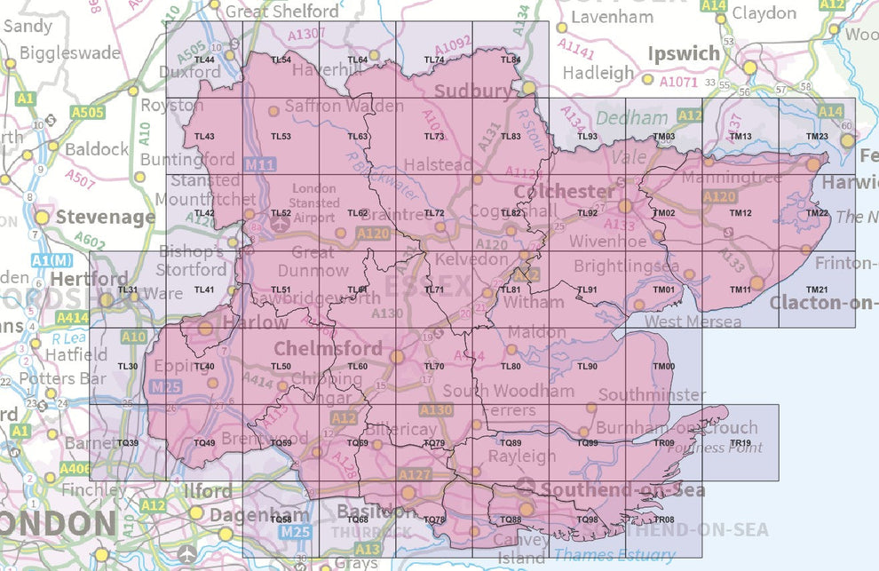 Essex County - OS Map Tiles – ukmaps.co.uk