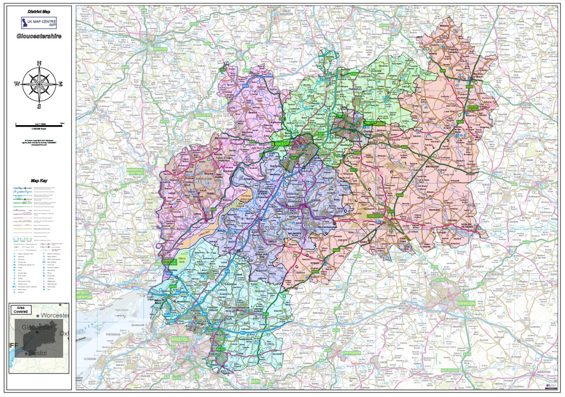 Gloucestershire County Boundary Map - Digital Download – ukmaps.co.uk