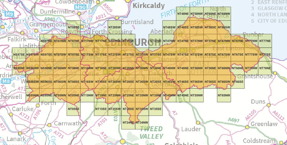 Lothian - OS Map Tiles – ukmaps.co.uk