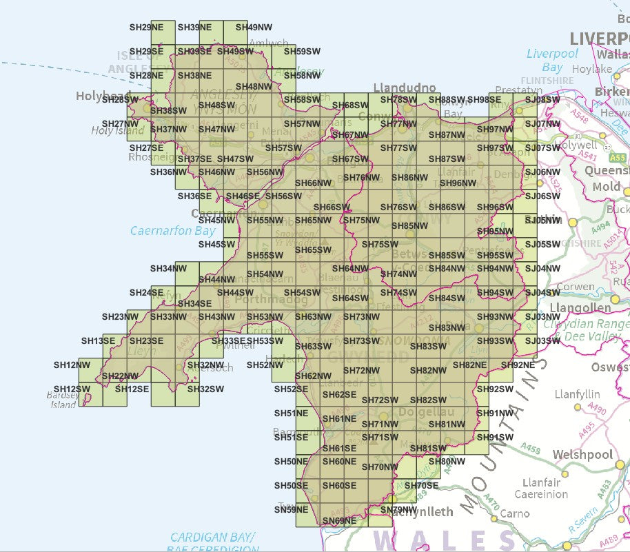 North West Wales - OS Map Tiles – ukmaps.co.uk