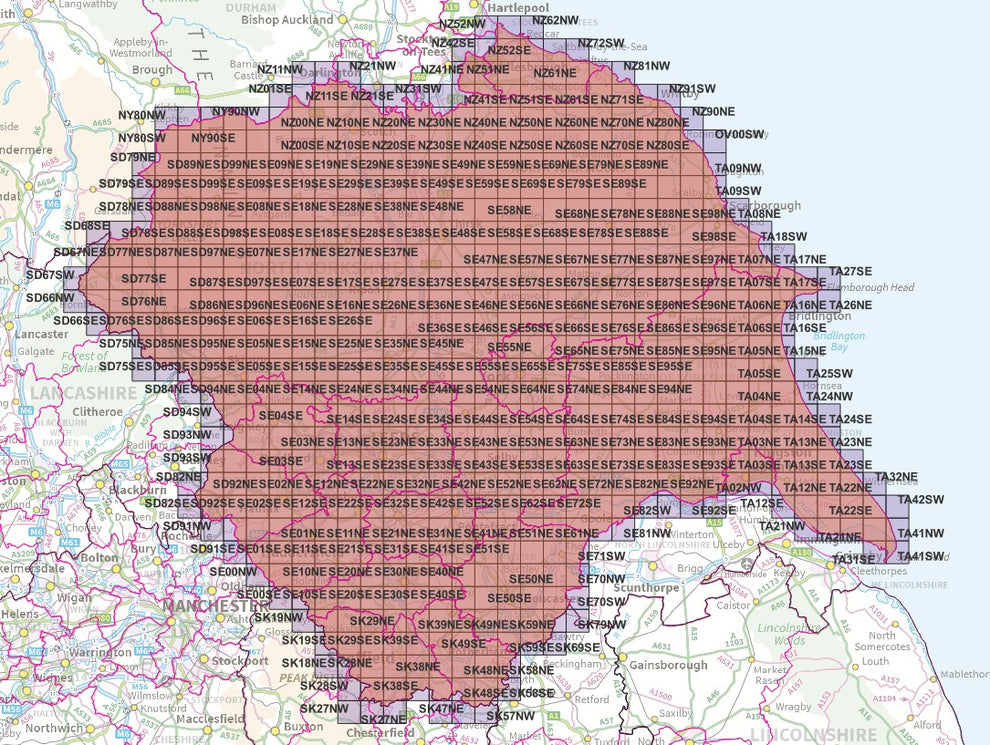 Yorkshire - OS Map Tiles – ukmaps.co.uk
