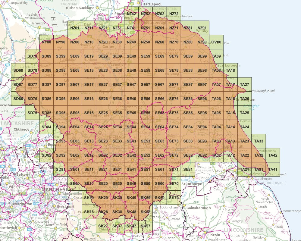 Yorkshire - OS Map Tiles – ukmaps.co.uk