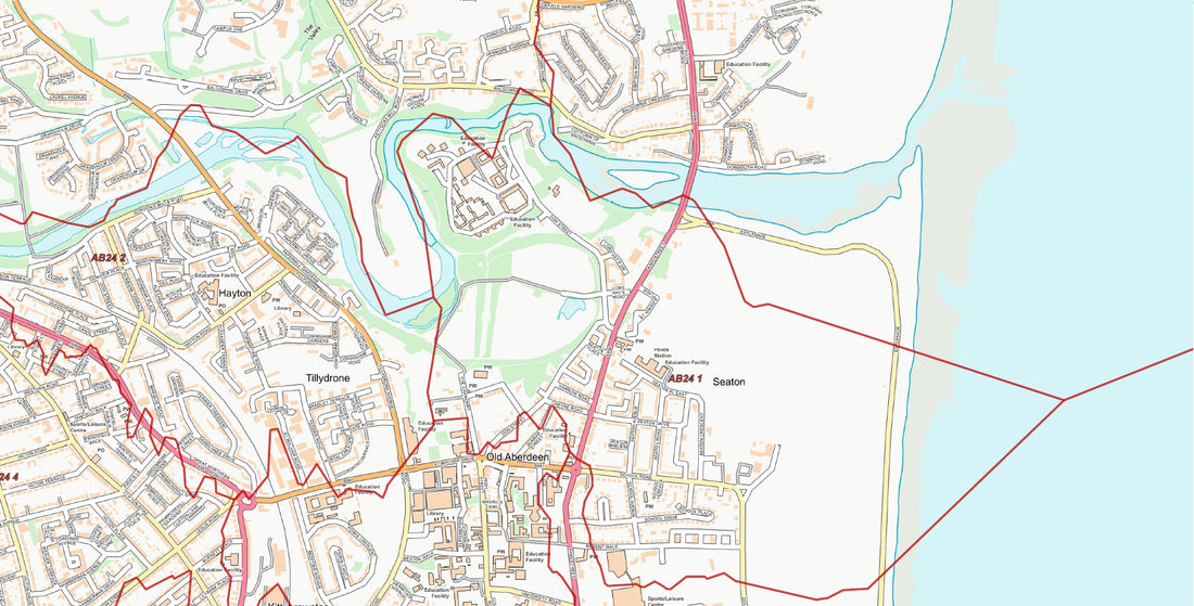 Central Aberdeen Postcode City Street Map - Digital Download – ukmaps.co.uk