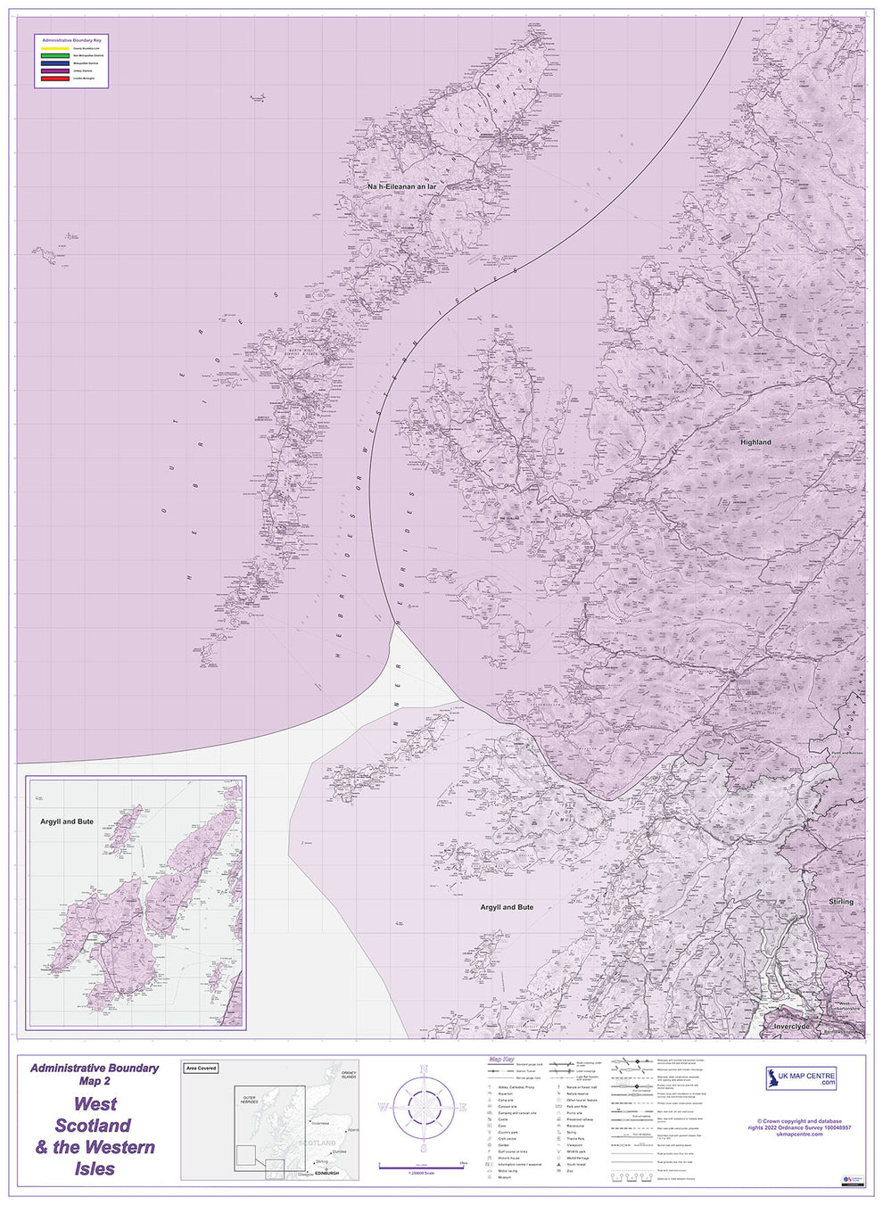 Admin Boundary Map 2 - Western Scotland & The Western Isles - Digital ...