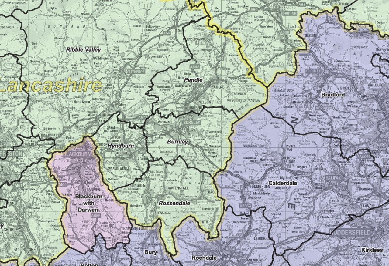Admin Boundary Map 4 - Northern England - Digital Download – ukmaps.co.uk