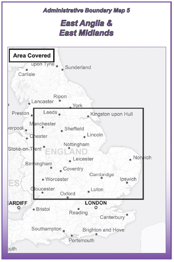 Admin Boundary Map 5 - East Midlands & East Anglia - Digital Download ...