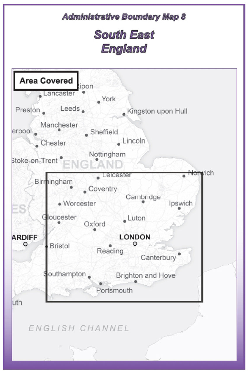 Admin Boundary Map 8 - South East England - Digital Download – ukmaps.co.uk