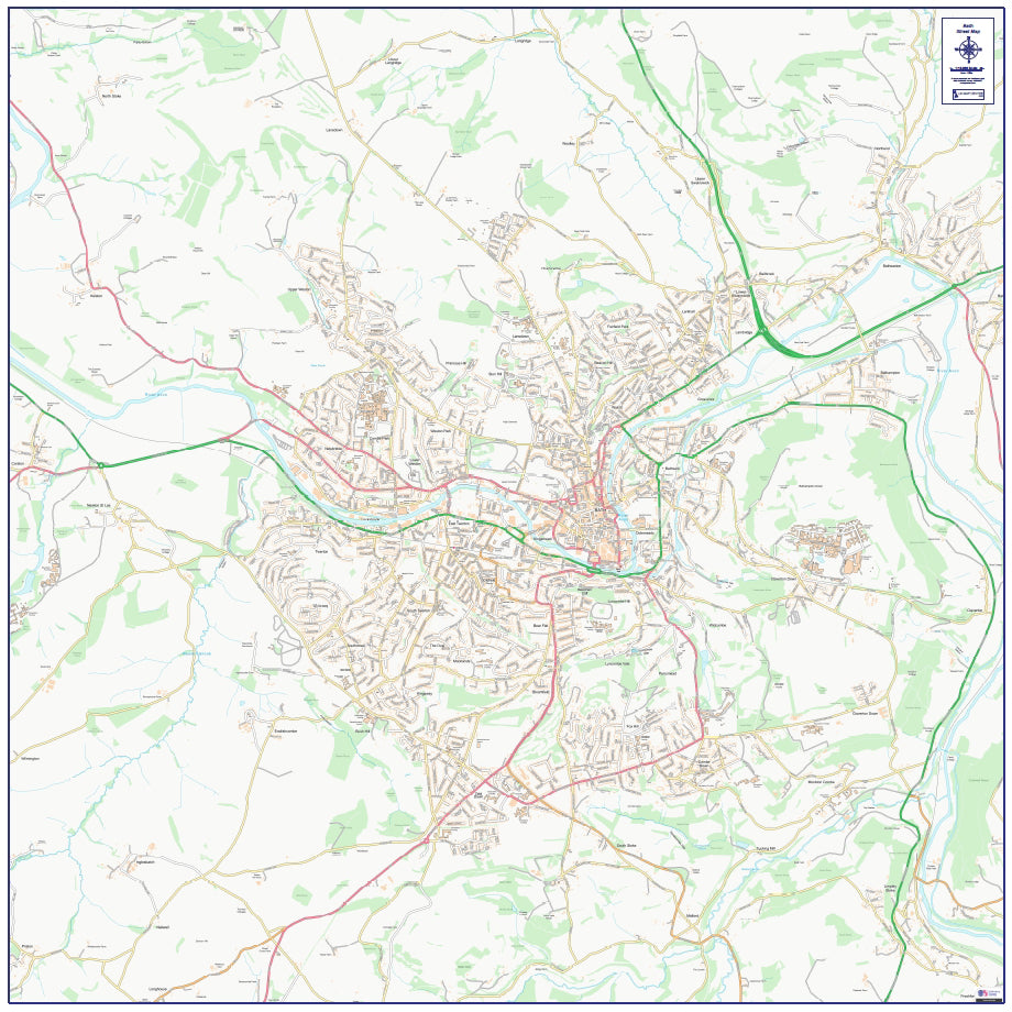 Central Bath City Street Map - Digital Download – ukmaps.co.uk