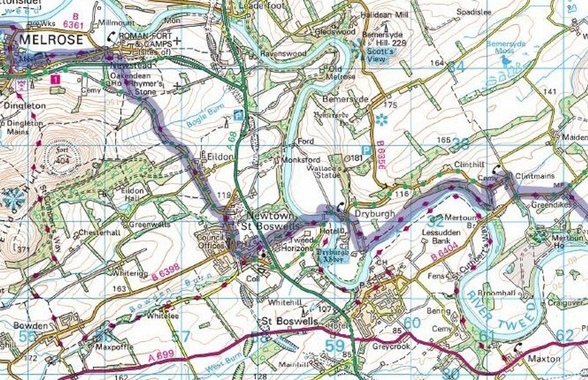 Borders Abbey Way Route Map - Digital Download – ukmaps.co.uk