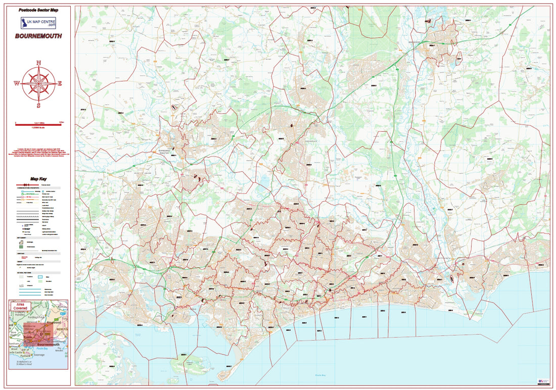 Postcode City Sector Map - Bournemouth - Digital Download – ukmaps.co.uk