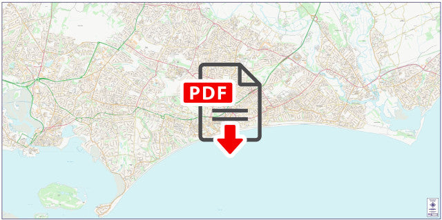 Central Bournemouth City Street Map - Digital Download – ukmaps.co.uk