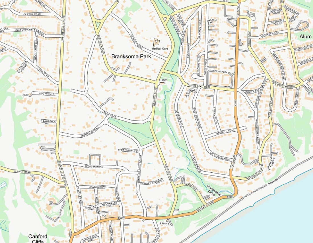 Central Bournemouth City Street Map - Digital Download – ukmaps.co.uk