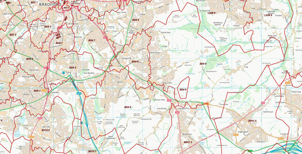 Postcode City Sector Map - Bradford - Digital Download – ukmaps.co.uk
