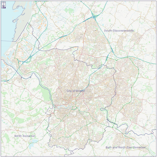 Central Bristol City Street Map - Digital Download – ukmaps.co.uk