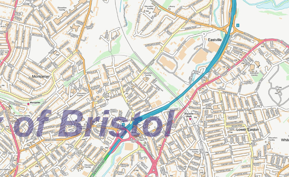 Central Bristol City Street Map - Digital Download – ukmaps.co.uk
