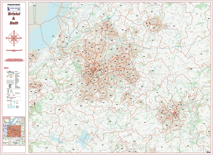 Postcode City Sector Map - Bristol & Bath - Digital Download – ukmaps.co.uk