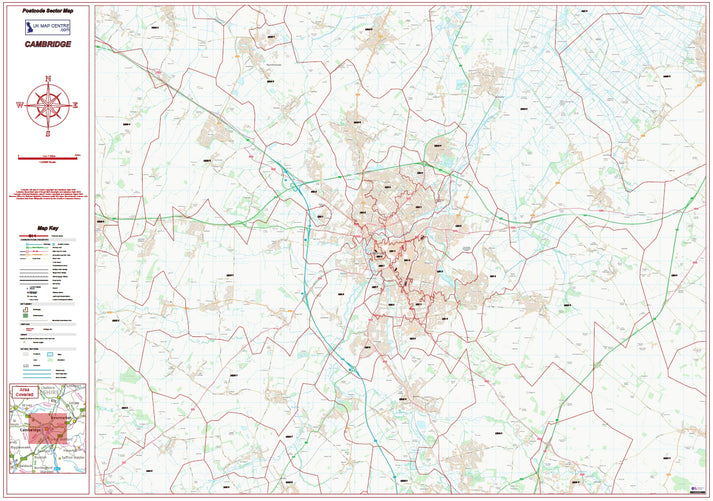 Postcode City Sector Map - Cambridge - Digital Download – ukmaps.co.uk