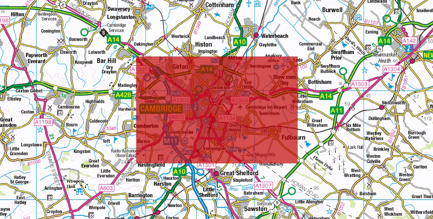 Central Cambridge Postcode City Street Map - Digital Download – ukmaps ...