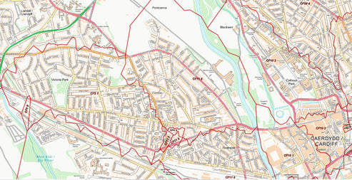 Central Cardiff Postcode City Street Map - Digital Download – ukmaps.co.uk