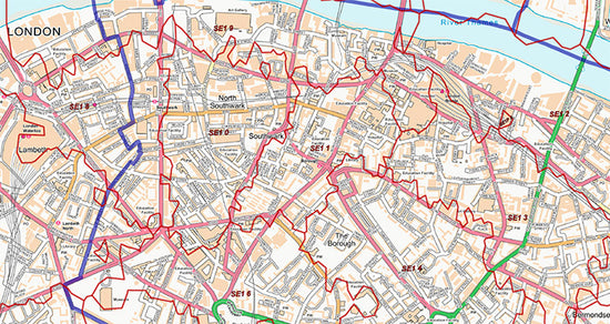 Central London Postcode City Street Map - Digital Download – ukmaps.co.uk
