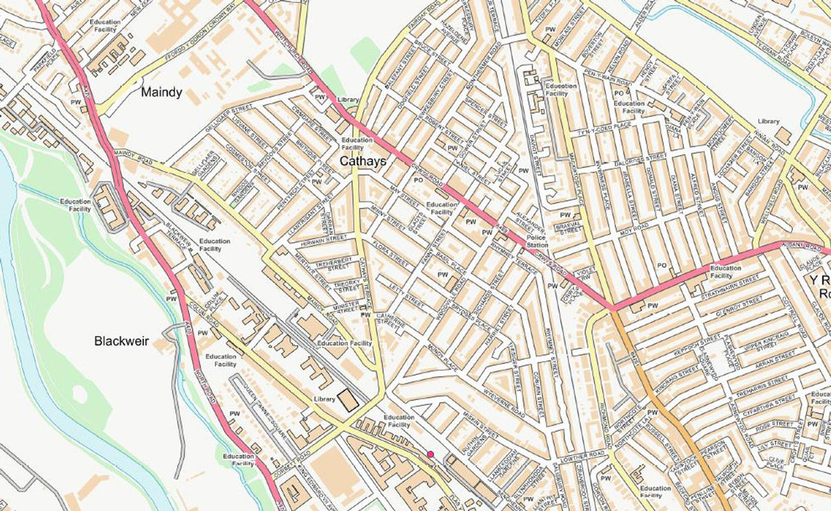 Central Cardiff City Street Map - Digital Download – ukmaps.co.uk