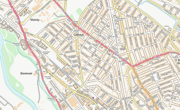 Central Cardiff City Street Map - Digital Download – ukmaps.co.uk