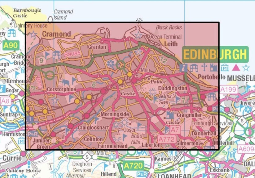 Central Edinburgh City Street Map - Digital Download – ukmaps.co.uk