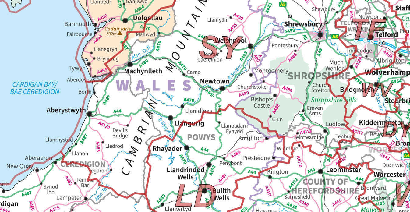 Compact Wales Postcode Area Map | Welsh Postcode Regions PDF Download ...