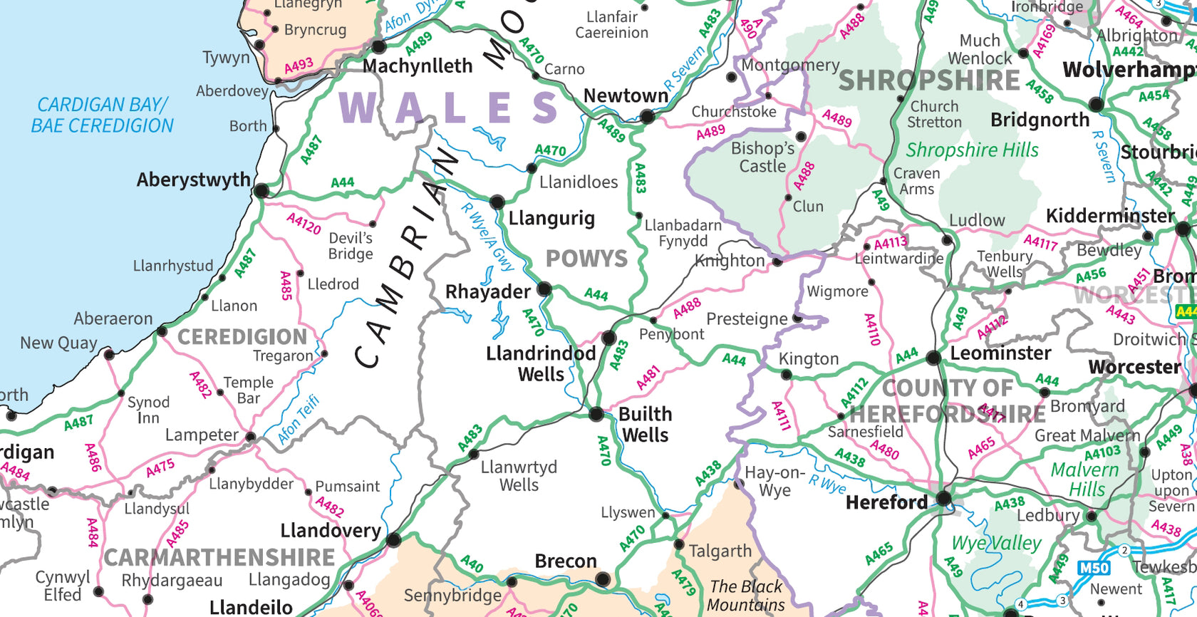 Compact Wales Travel Map - Digital Download – ukmaps.co.uk