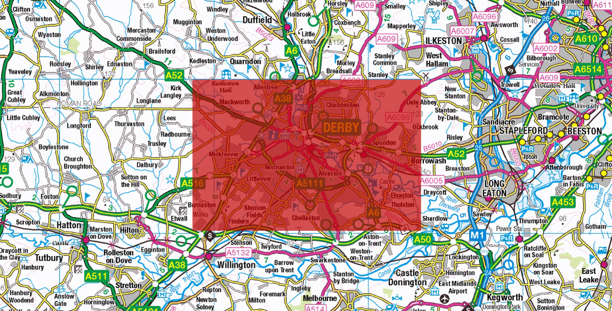 Central Derby Postcode City Street Map - Digital Download – ukmaps.co.uk