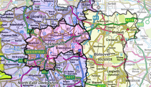 Derbyshire County Map - Digital Download – ukmaps.co.uk