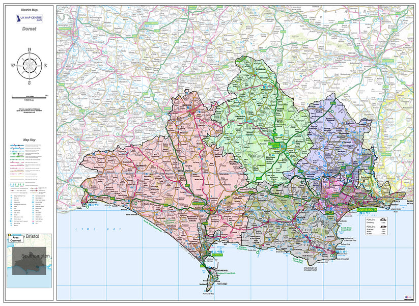 Dorset County Boundary Map - Digital Download – ukmaps.co.uk