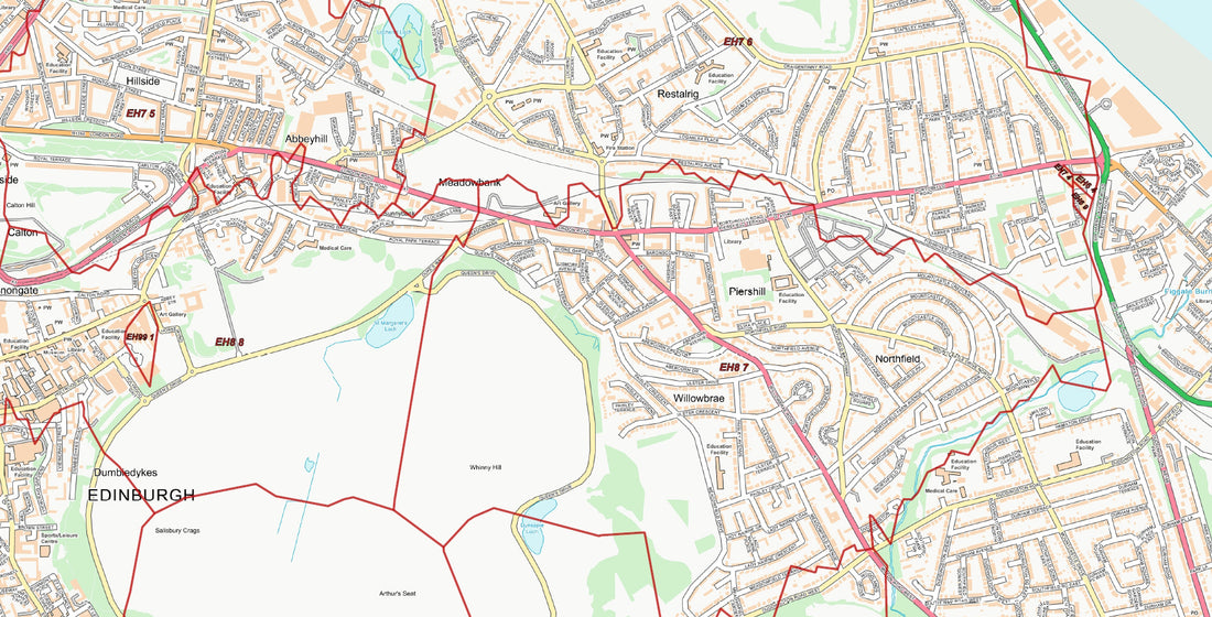 Central Edinburgh Postcode City Street Map - Digital Download – ukmaps ...