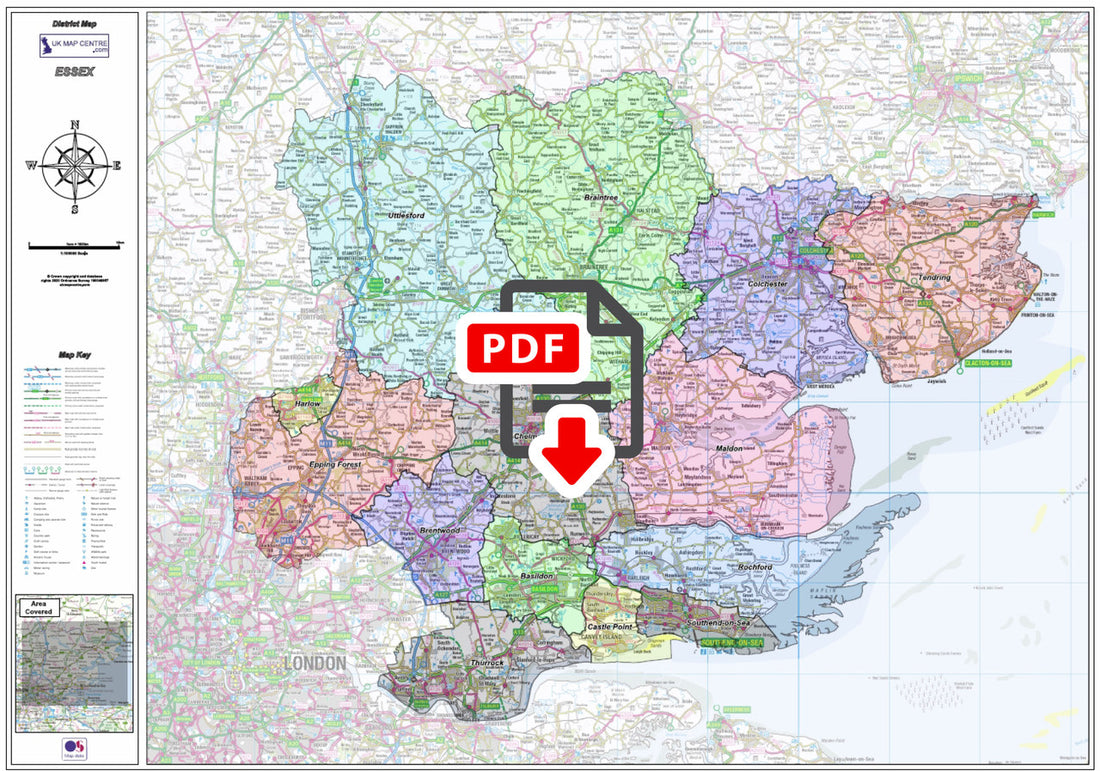 Essex County Boundary Map - Digital Download – ukmaps.co.uk