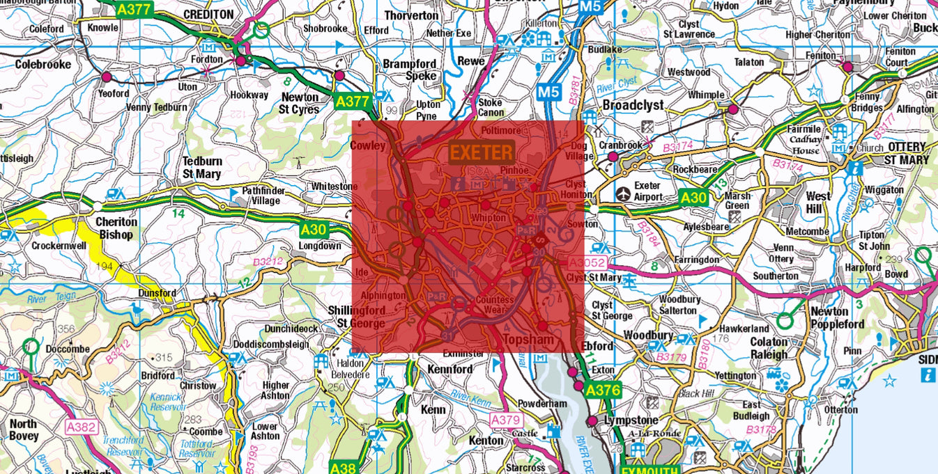 Central Exeter Postcode City Street Map - Digital Download – ukmaps.co.uk
