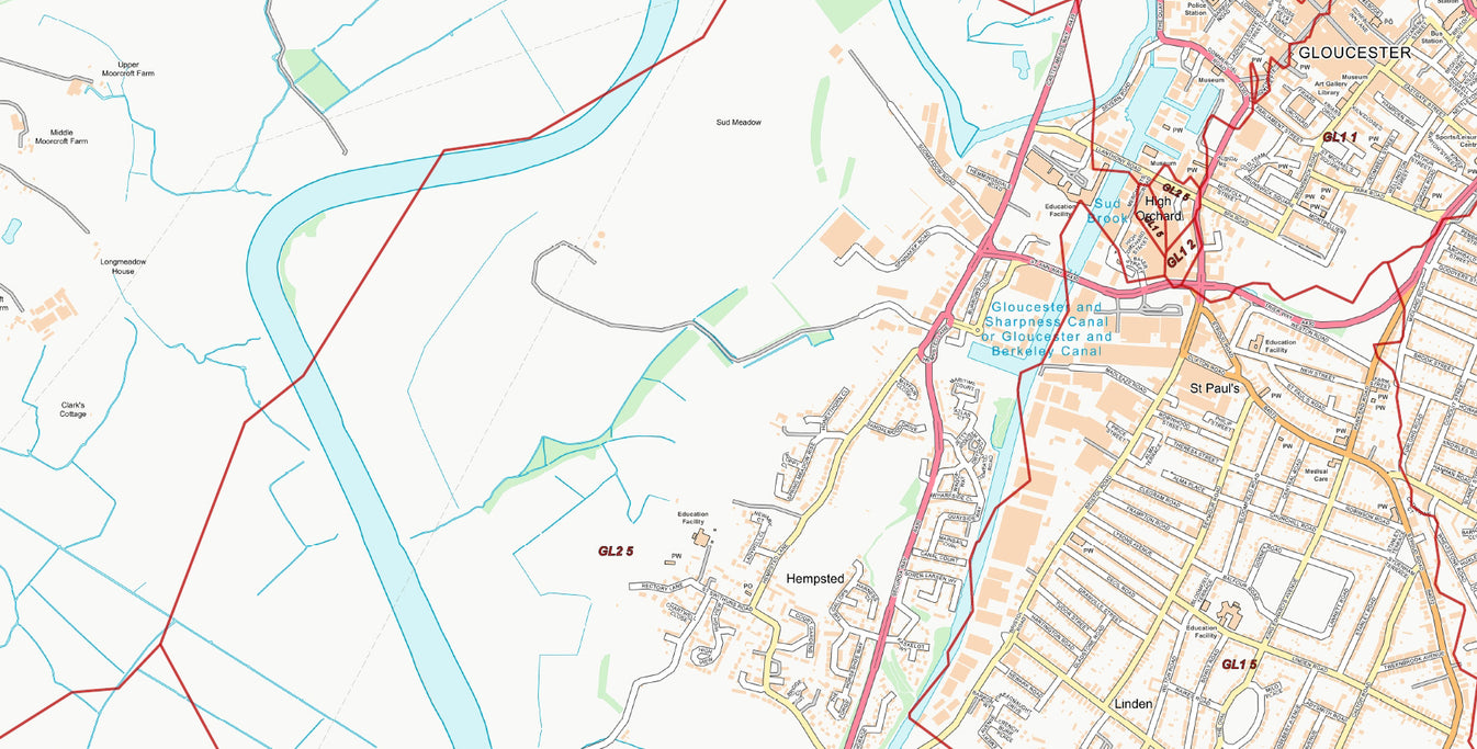 Central Gloucester Postcode City Street Map - Digital Download – ukmaps ...