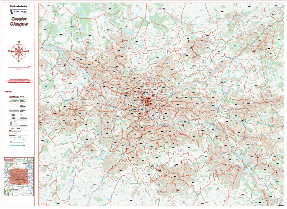 Postcode City Sector Map - Greater Glasgow - Digital Download – ukmaps ...