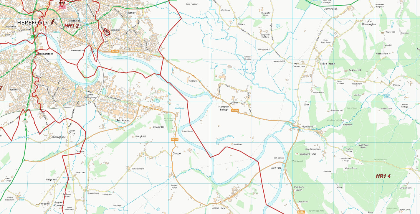 Postcode City Sector Map - Hereford - Digital Download – ukmaps.co.uk