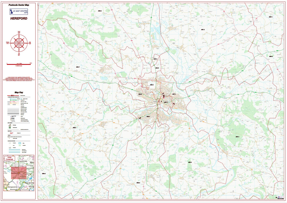 Postcode City Sector Map - Hereford - Digital Download – ukmaps.co.uk