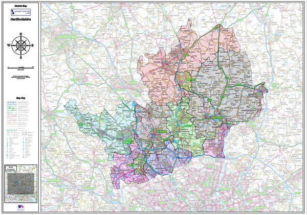 Hertfordshire County Map - Digital Download – ukmaps.co.uk