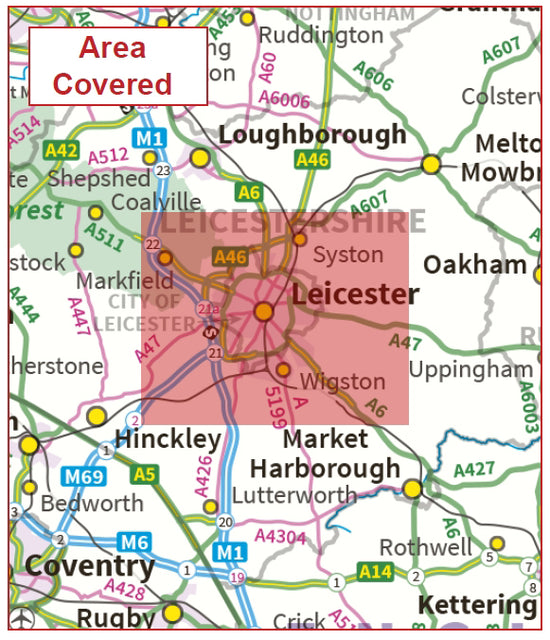 Postcode City Sector Map - Leicester - Digital Download – ukmaps.co.uk