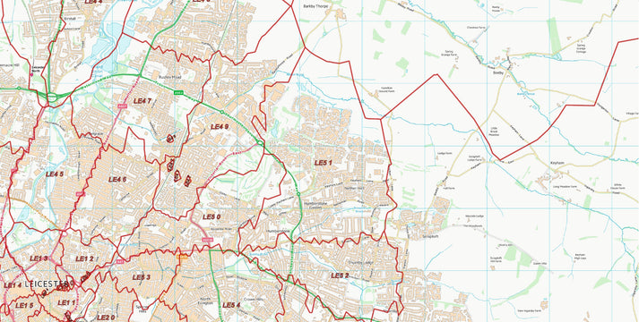 Postcode City Sector Map - Leicester - Digital Download – ukmaps.co.uk