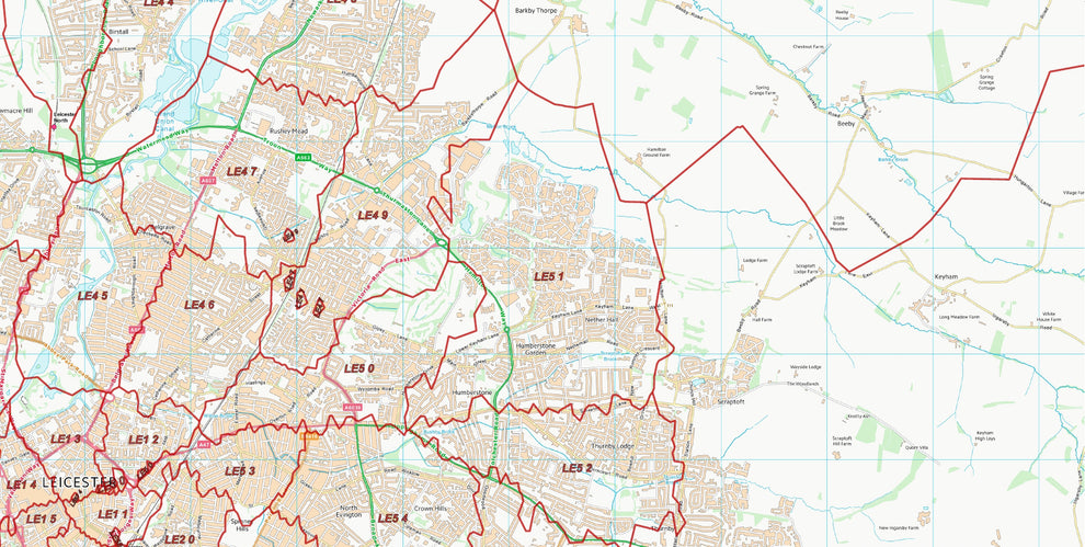Postcode City Sector Map - Leicester - Digital Download – ukmaps.co.uk