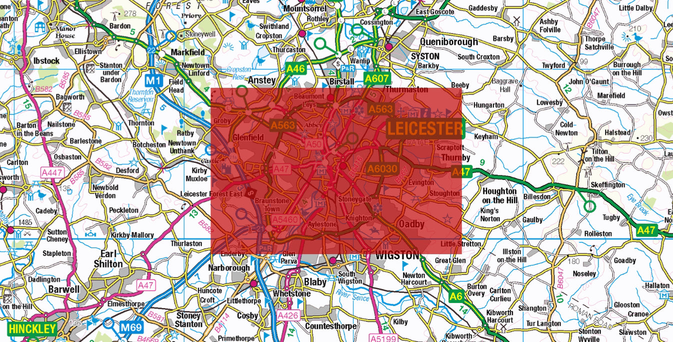 Central Leicester Postcode City Street Map - Digital Download – ukmaps ...