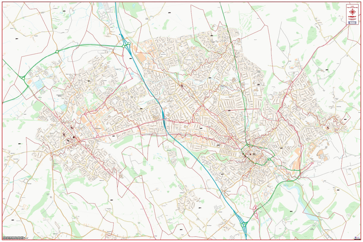 Central Luton Postcode City Street Map - Digital Download – ukmaps.co.uk