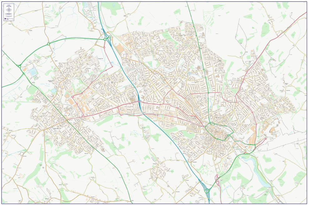 Central Luton City Street Map - Digital Download – ukmaps.co.uk