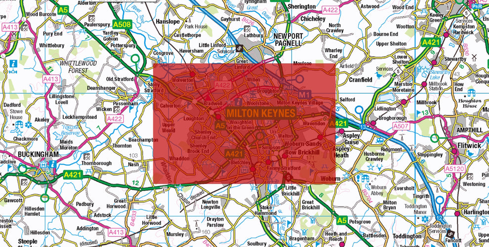 Central Milton Keynes Postcode City Street Map - Digital Download ...