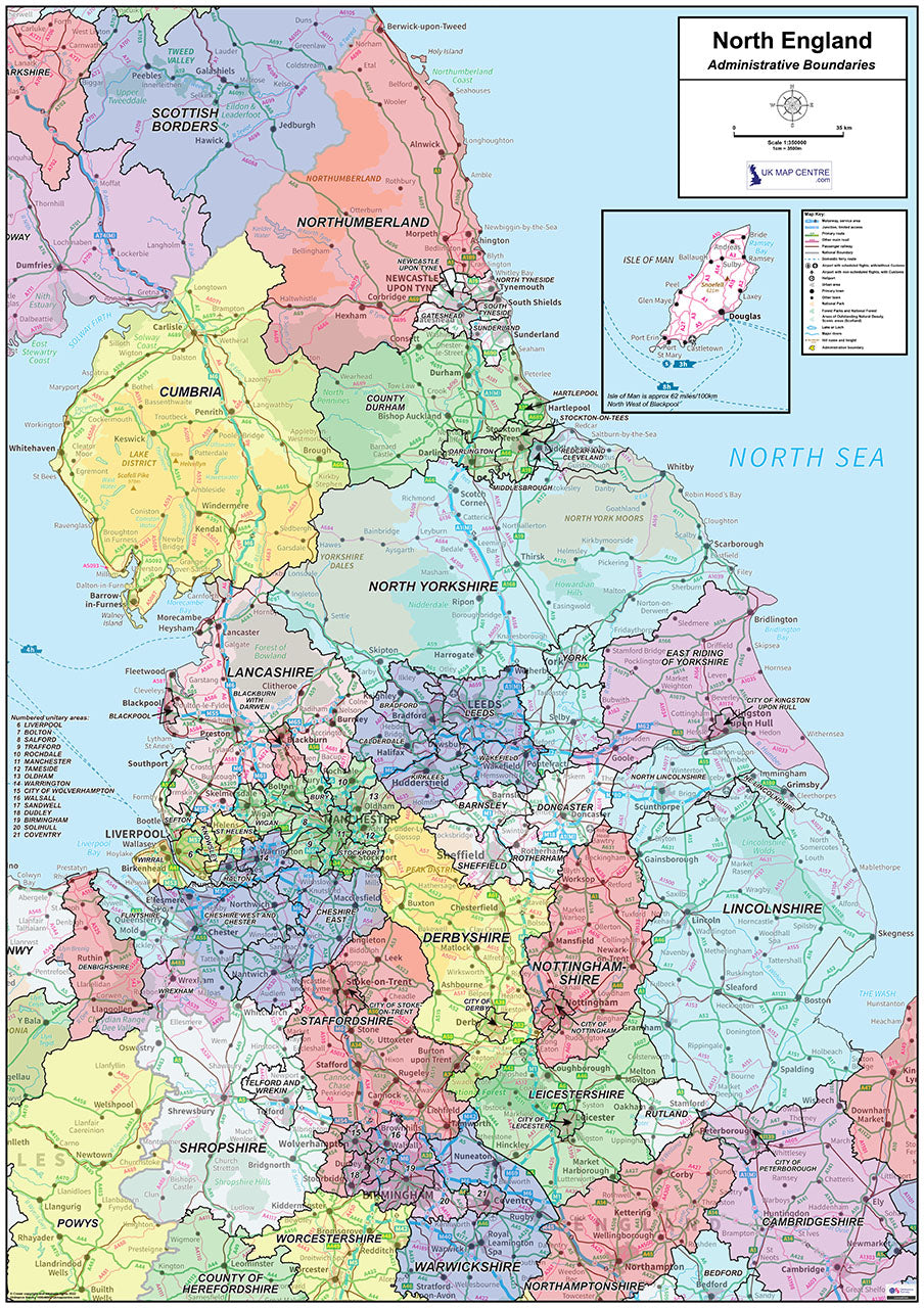 National Admin Map 3 - Northern England - Digital Download – ukmaps.co.uk
