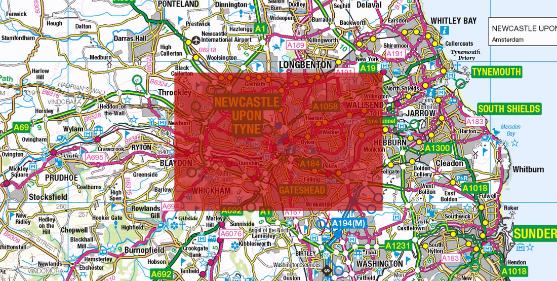 Central Newcastle Upon Tyne Postcode City Street Map - Digital Downloa ...